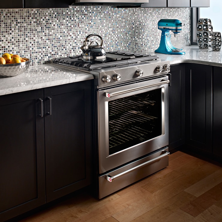 Estufa de gas KitchenAid de 30" con 5 quemador, color acero inoxidable ...