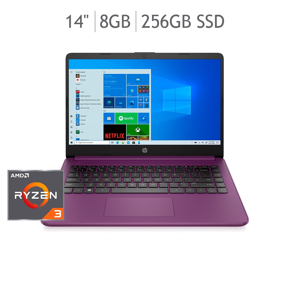 Laptop HP 14-fq1005la, AMD Ryzen 3, 8 GB RAM , 256 GB SS...