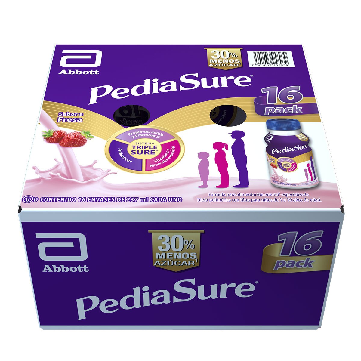 Suplemento Alimenticio para Niños Sabor Fresa, Pediasure, 16 piezas ...