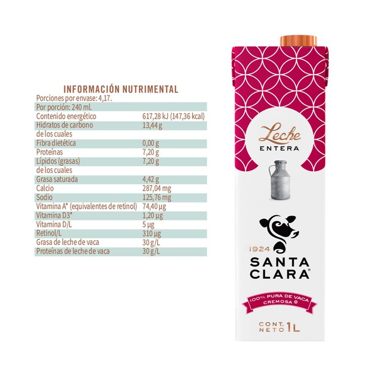 Leche Entera Santa Clara 12 de 1L | Costco México
