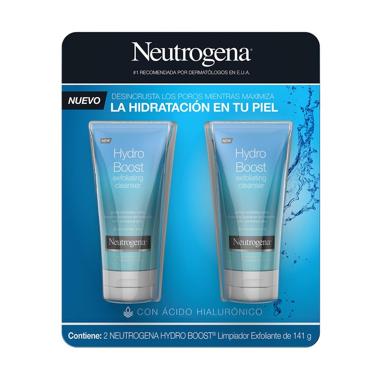 Limpiador y Exfoliante Facial en Gel, Neutrogena Hydroboost, 2 piezas ...