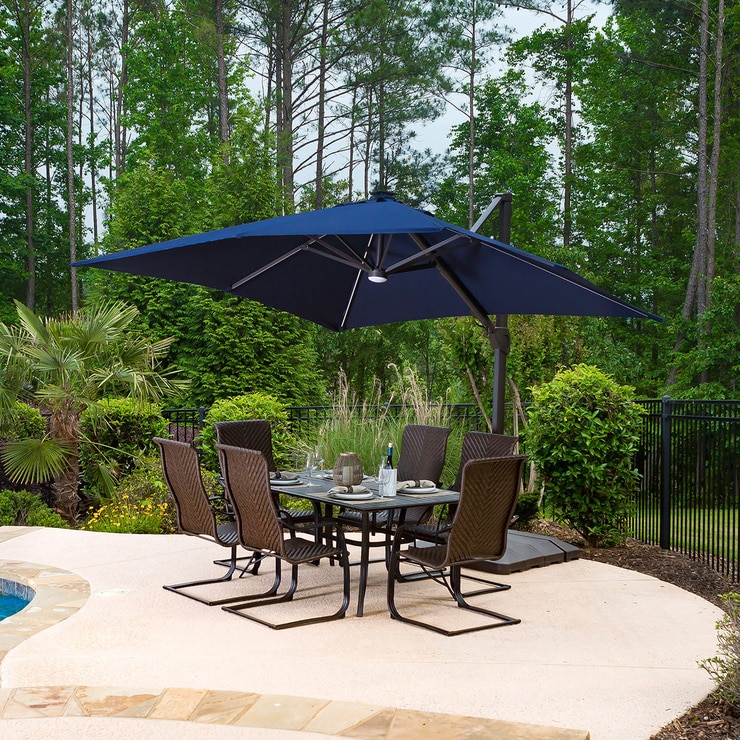 Sombrilla para Jardín con Base y Luz LED Seasons Sentry, Color Azul ...