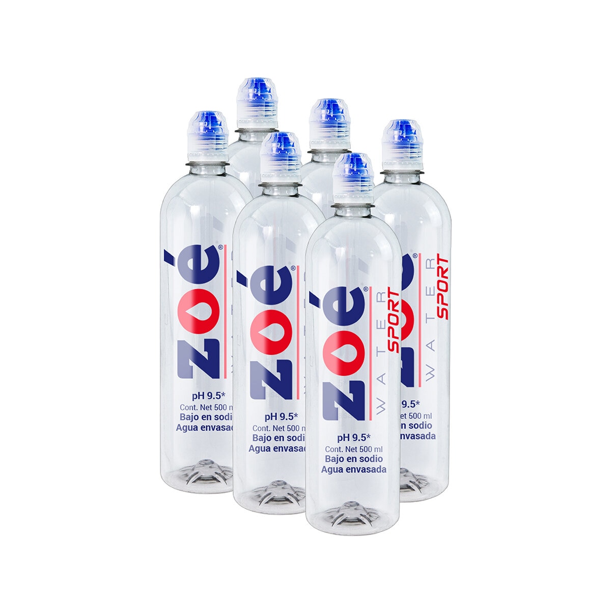 Zoé Water Sport Agua Alcalina Envasada 6 pzas de 500 ml