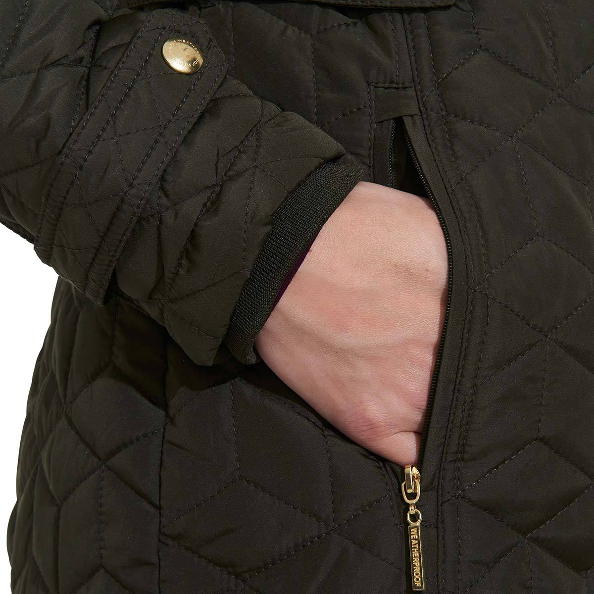Weatherproof, Chamarra Larga con Gorro para Dama, Verde | Costco México
