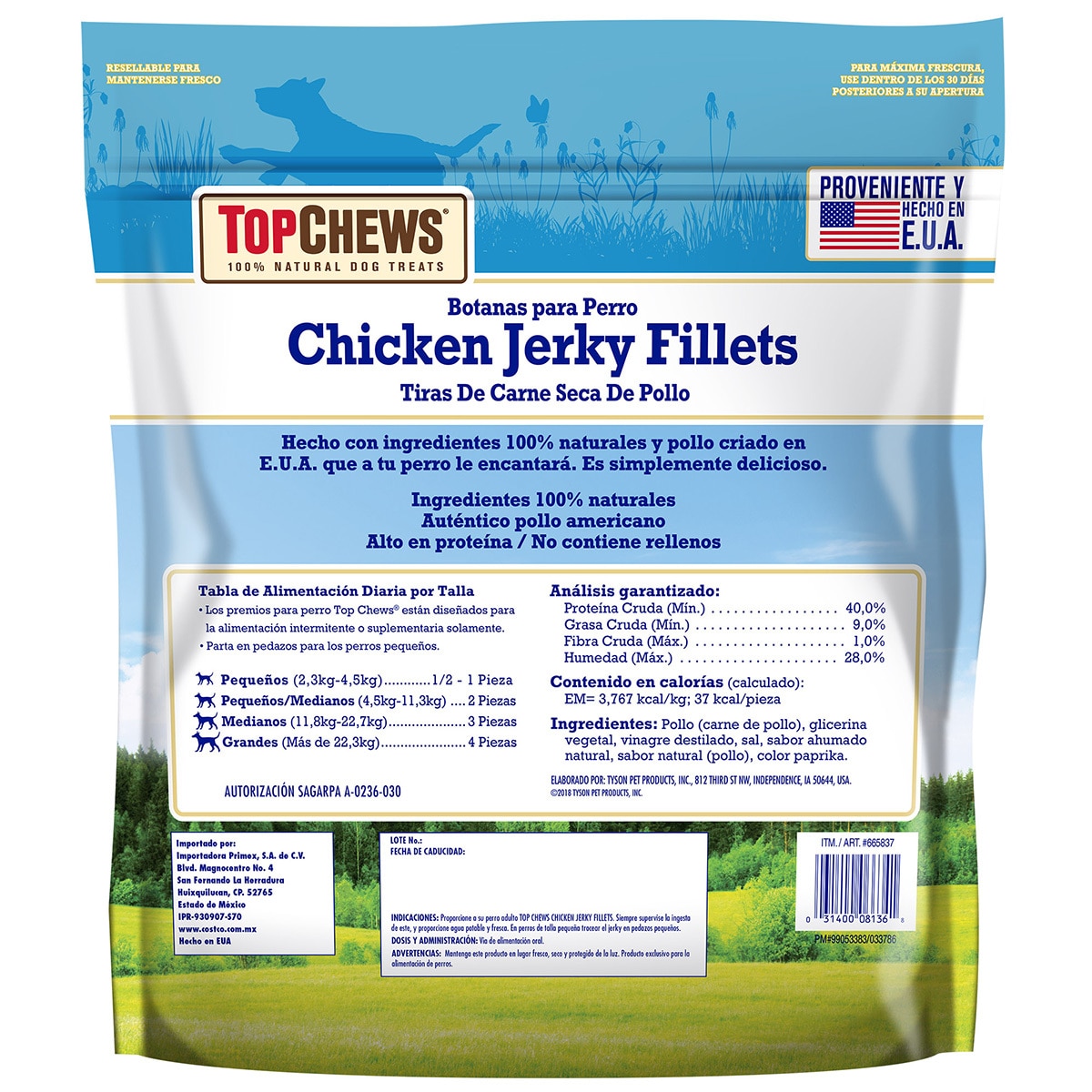 Top Chews Tiras de Carne Seca de Pollo 1.36 kg | Costco México