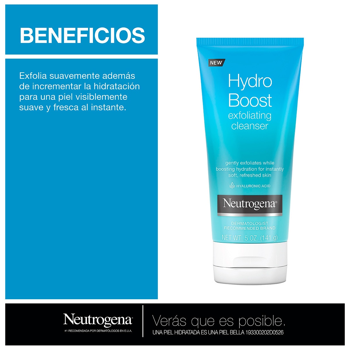 Limpiador y Exfoliante Facial en Gel, Neutrogena Hydroboost, 2 piezas ...