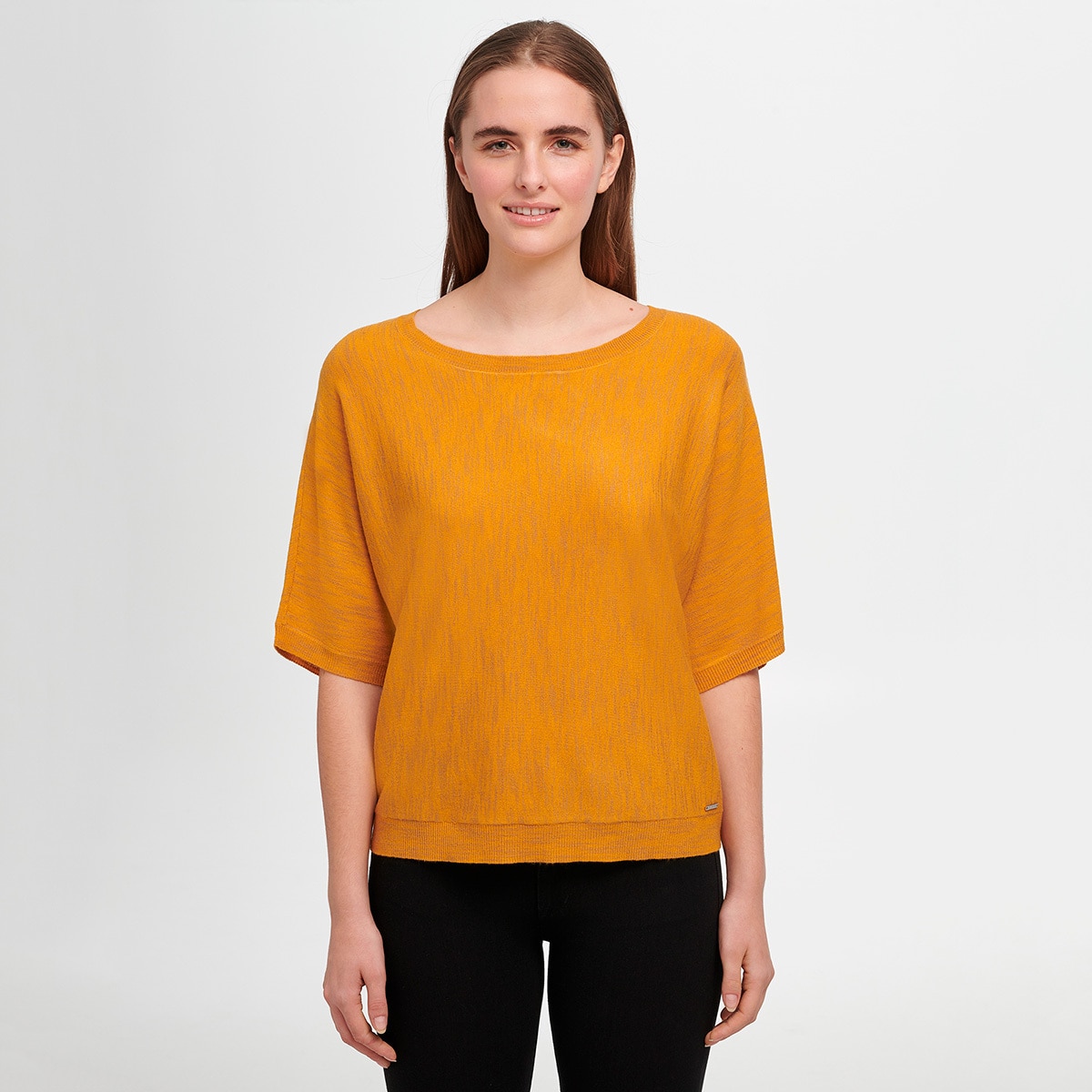 DKNY Jeans, Blusa Estilo Dolman con Mangas Tipo Raglan Jaspeada para ...