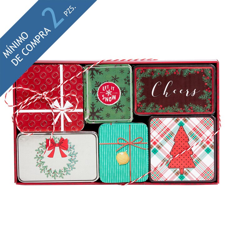 Canasta Navideña DesignPac Latas con Galletas 6 piezas | Costco México