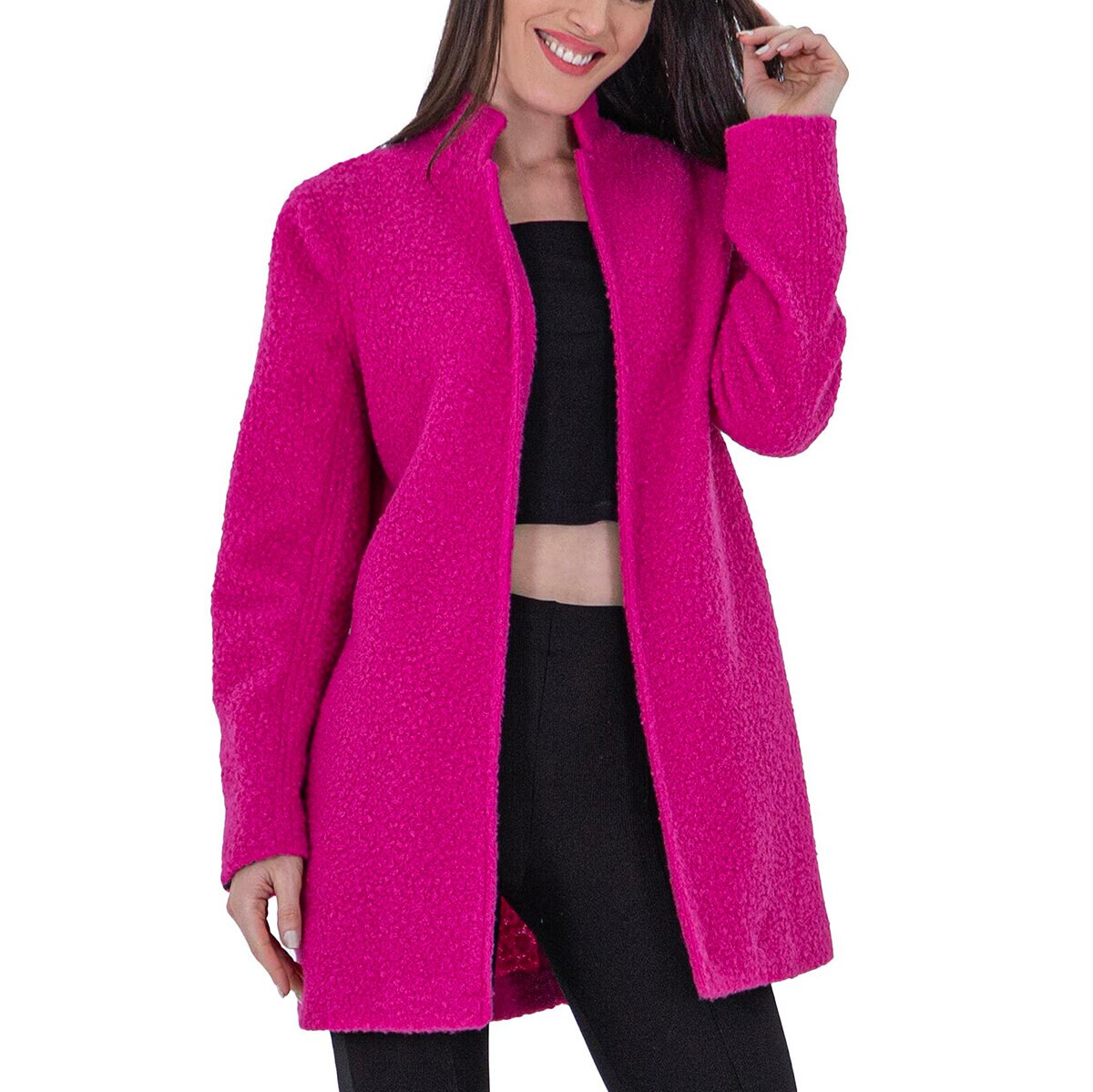 Shyla, Abrigo Largo Color Fiusha para Dama en Varias Tallas