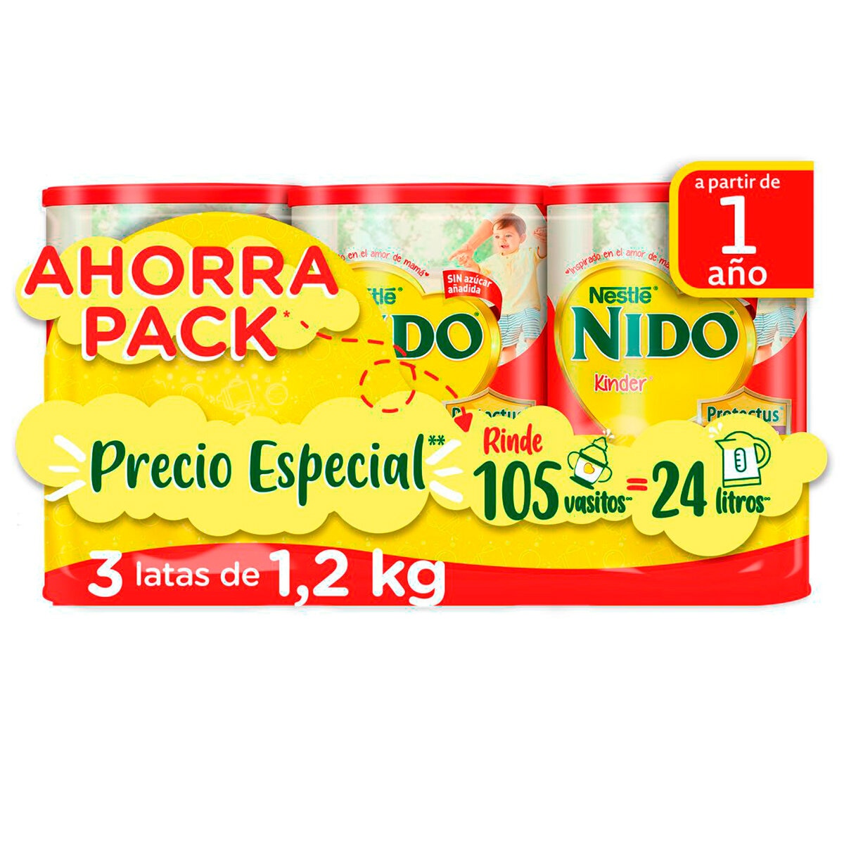 Nido Kinder 3 pzas de 1.2kg | Costco México