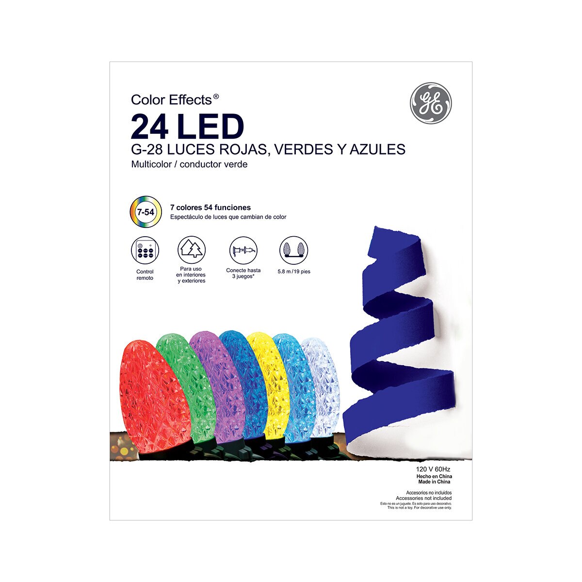 GE Color Effects®, Serie de 24 Luces LED 5.8m | Costco Mé...