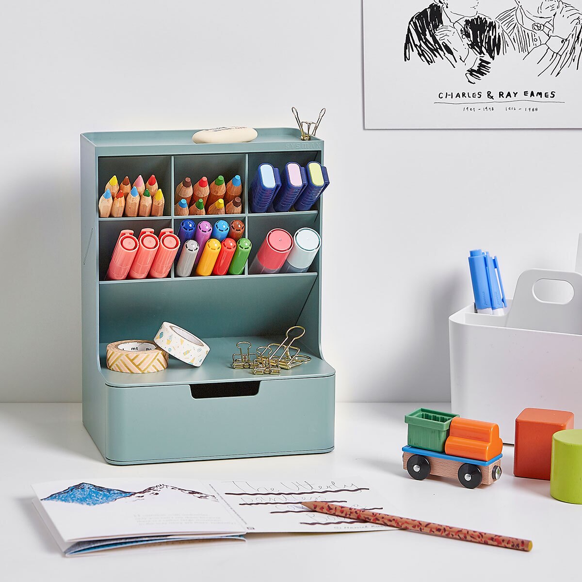 Sysmax Organizador de Escritorio, 6 Compartimentos y 1 Cajón Color ...