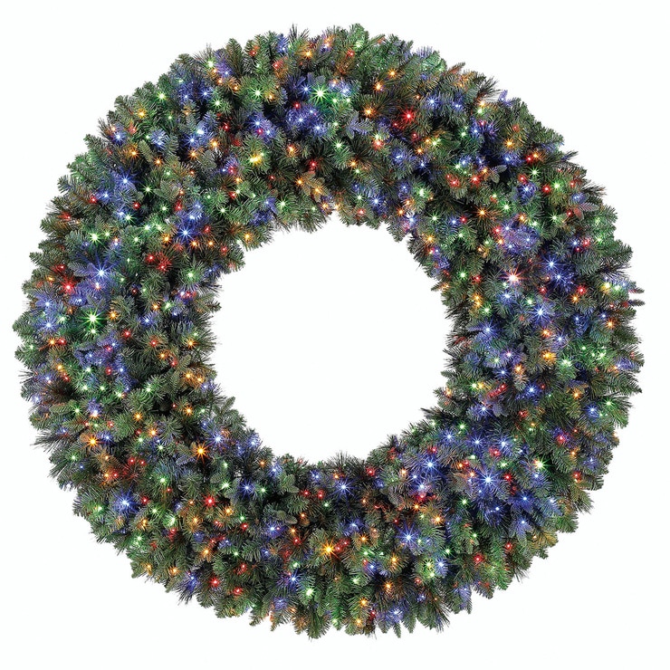 Corona Navideña Artificial con Luces LED Micro-Dot de Color Dual 1.5 m ...