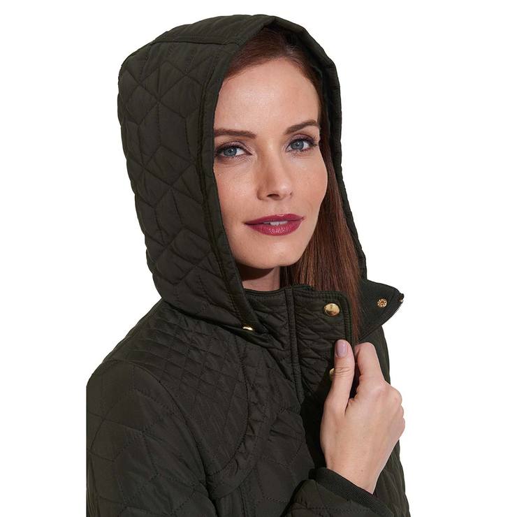 Weatherproof, Chamarra Larga con Gorro para Dama, Verde | Costco México