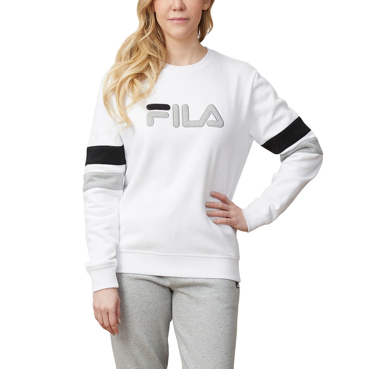 Fila, sudadera, blanco con rayas negras y gris en brazo, extra grande ...