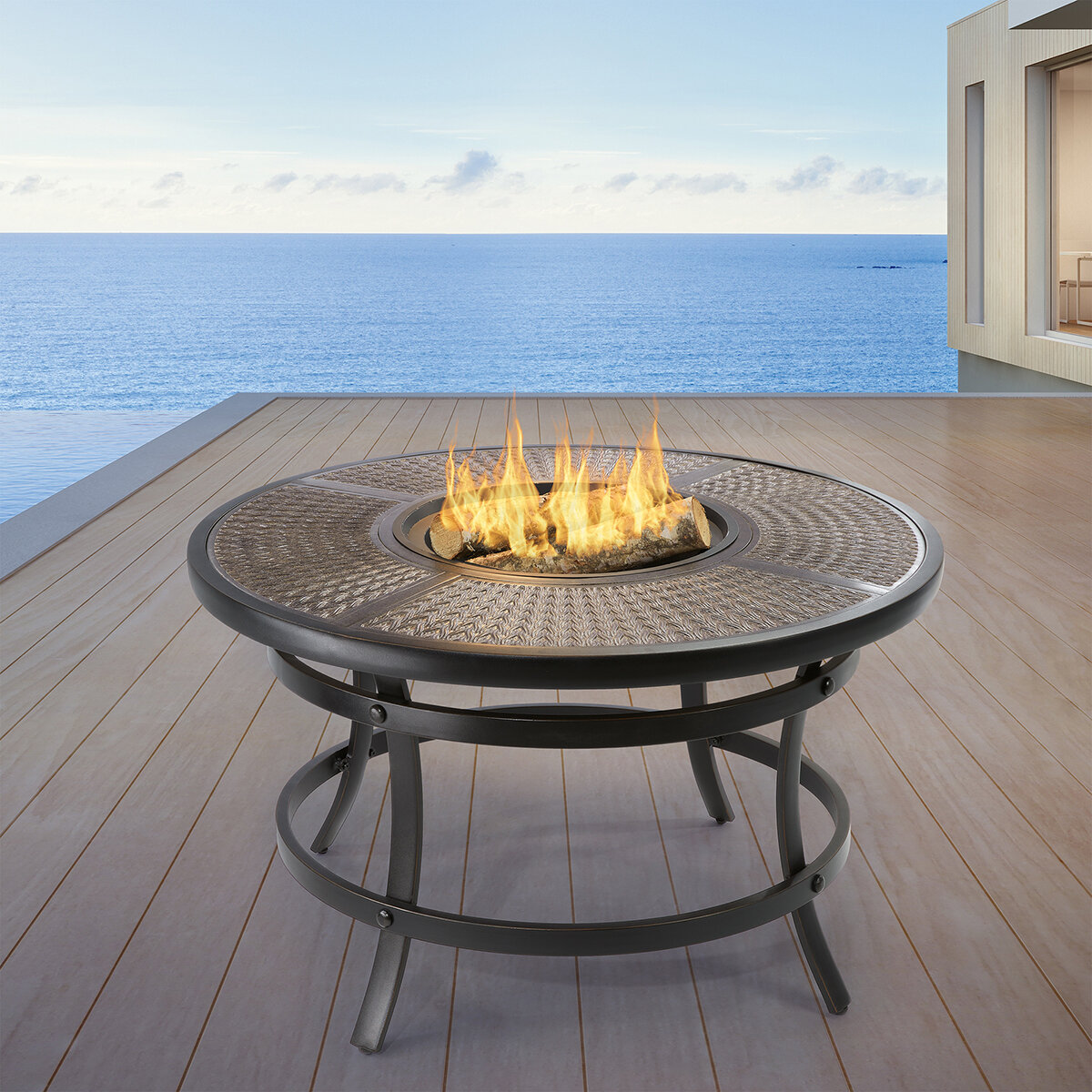 Agio, Vermont Mesa con Chimenea/Fogatero para Exterior