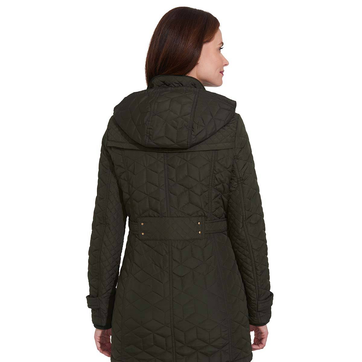 Weatherproof, Chamarra Larga con Gorro para Dama, Verde | Costco México