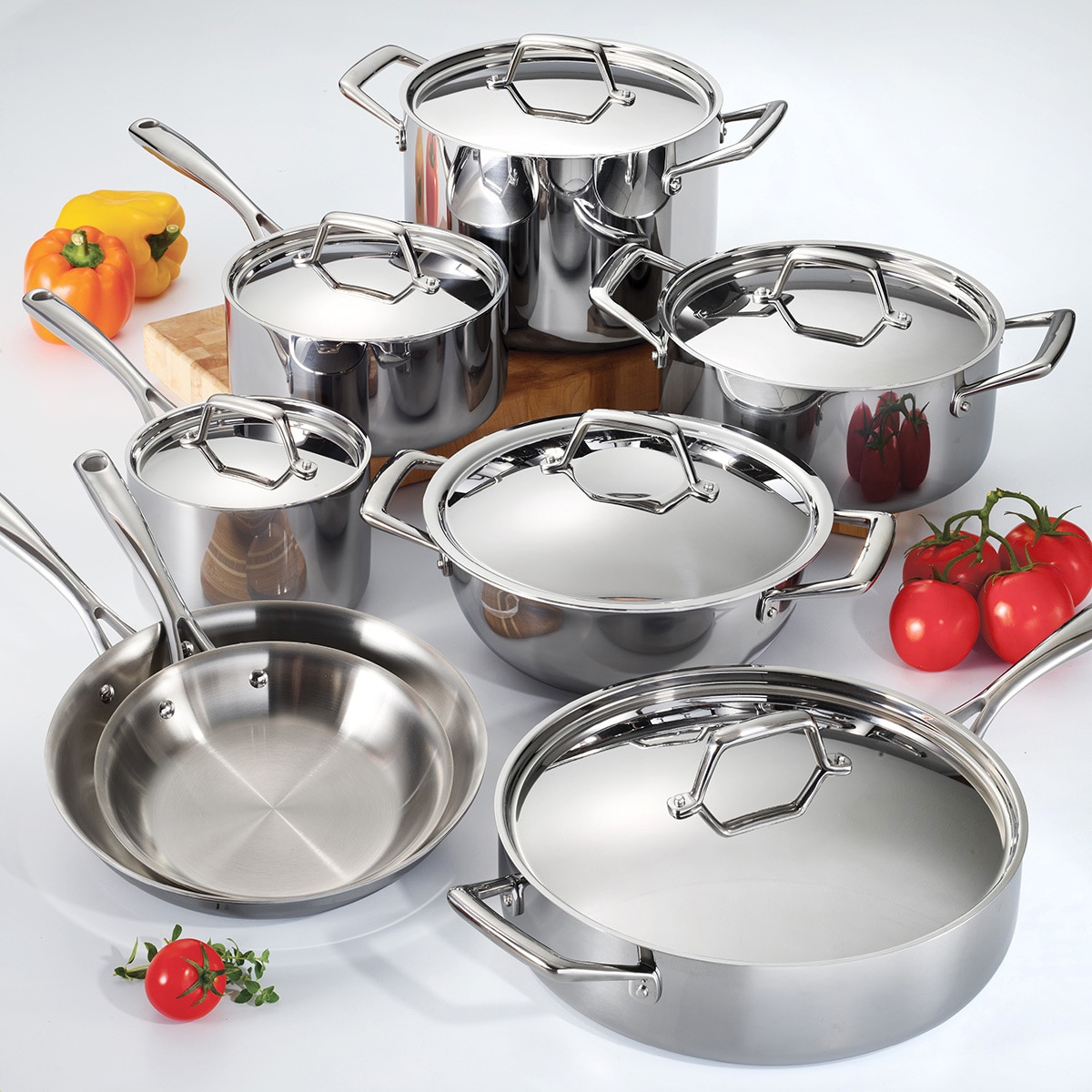 Tramontina Bateria De Cocina De Acero Inoxidable 14 Piezas Costco