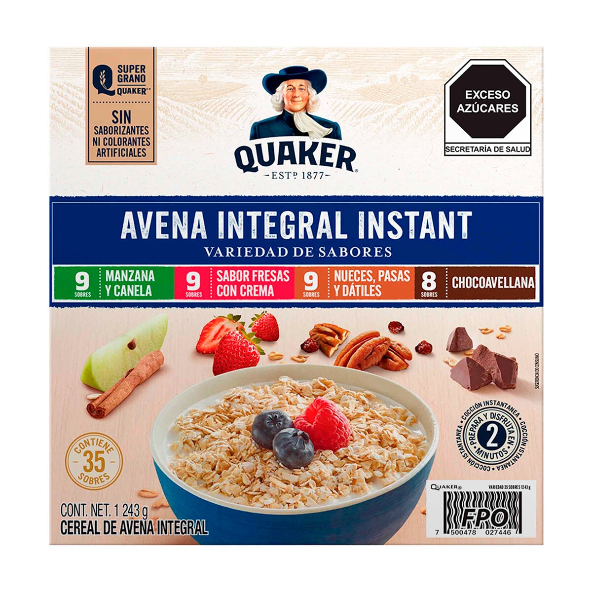 Quaker Avena Integral Instantánea Variedad de Sabores 35...