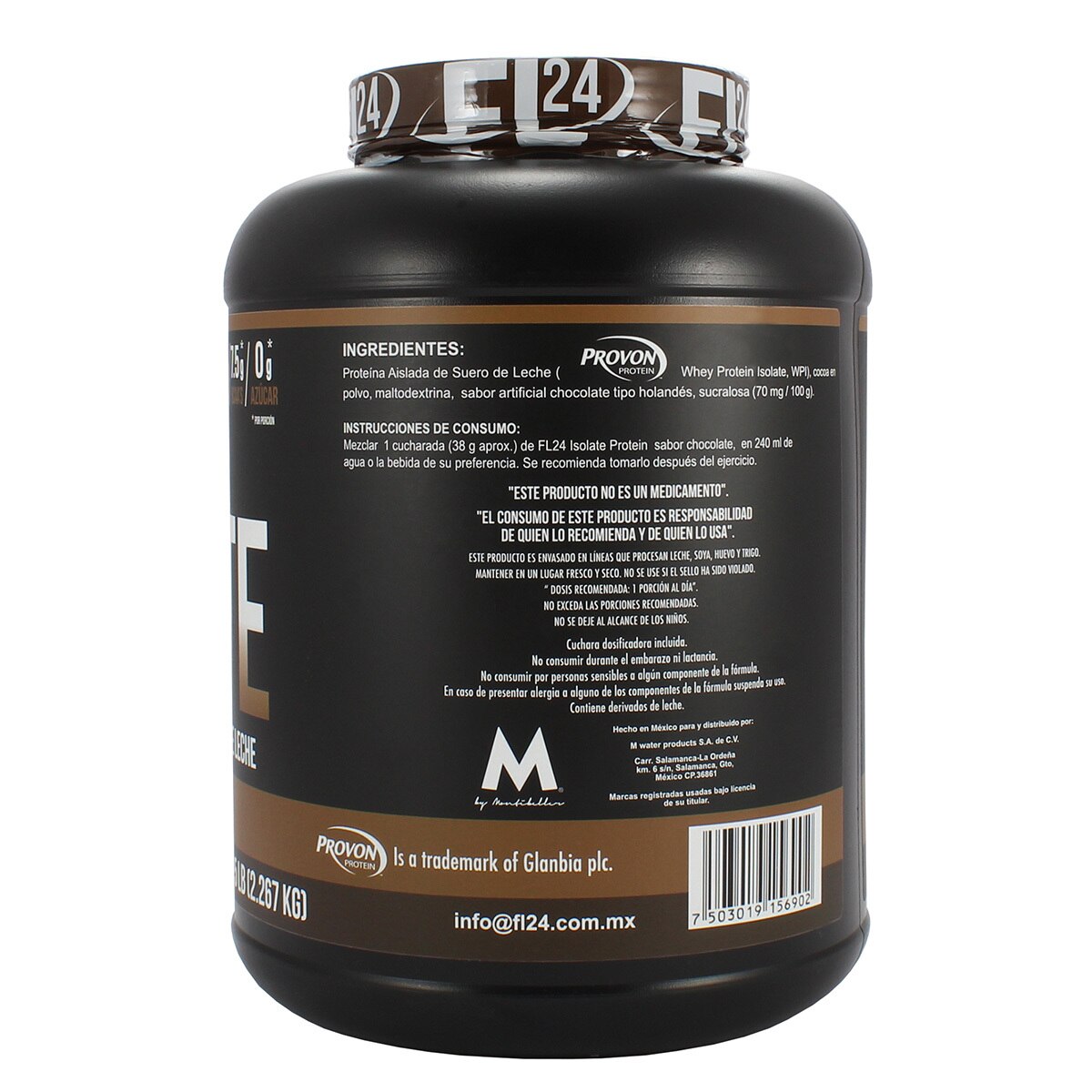 Proteína en Polvo Sabor Chocolate y Shaker, FL24 Isolate, 2.26 kg ...