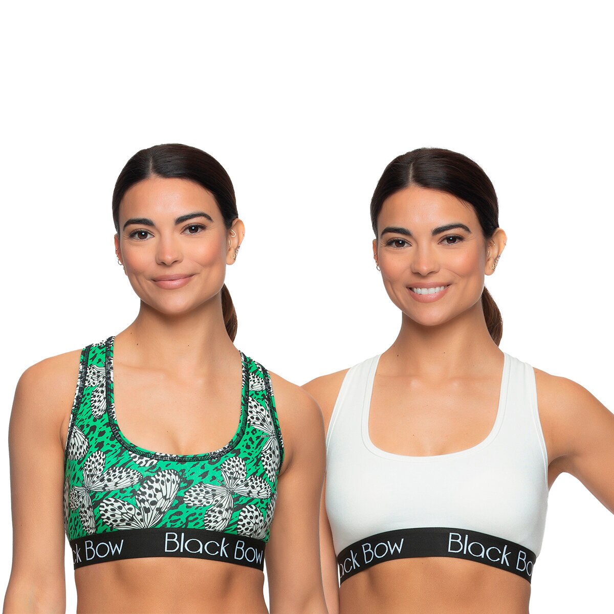 Black Bow Bralette para Dama 2 piezas Verde Estampado Med...