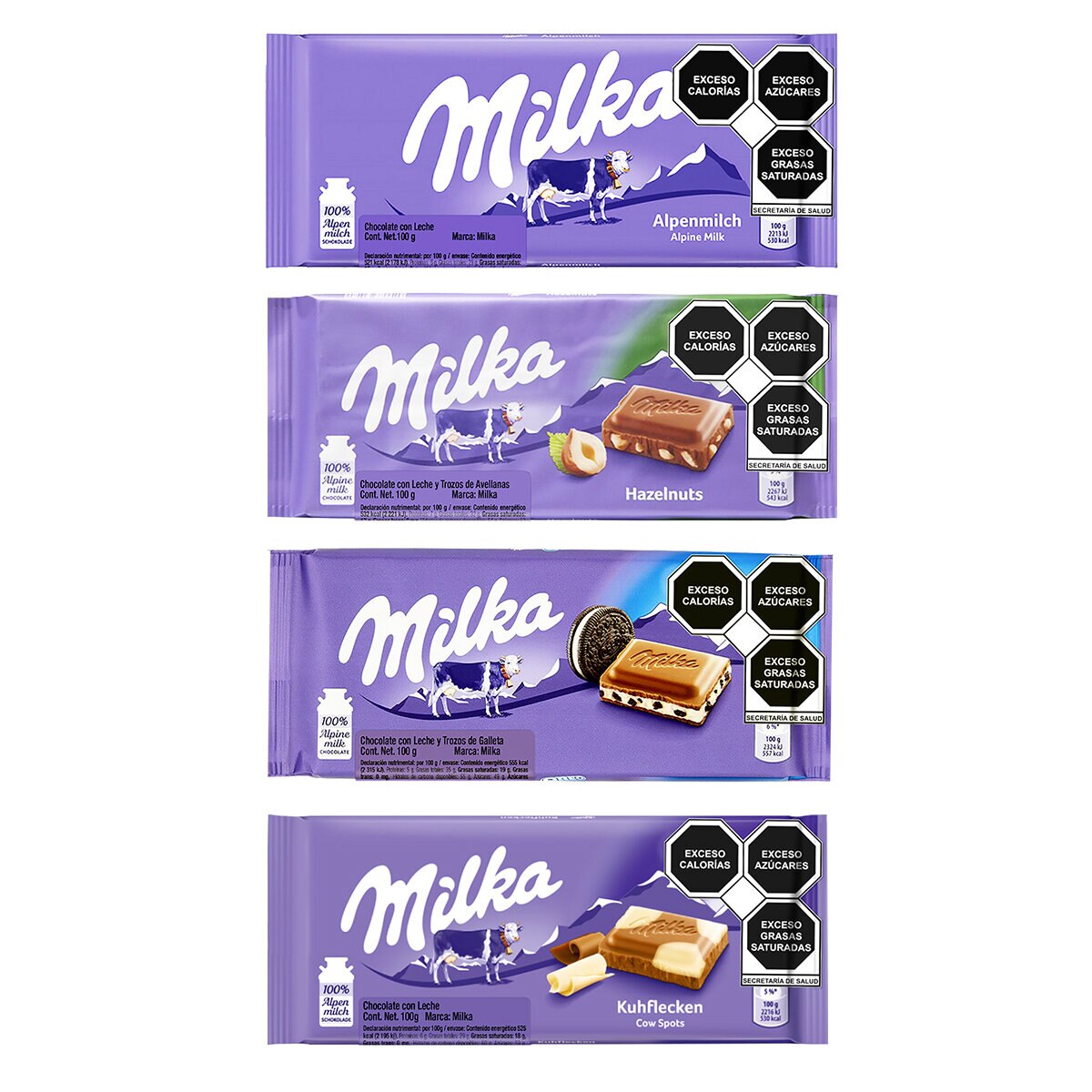 Milka Barras de Chocolate Surtidas 4 pzas de 100 g | Cost...