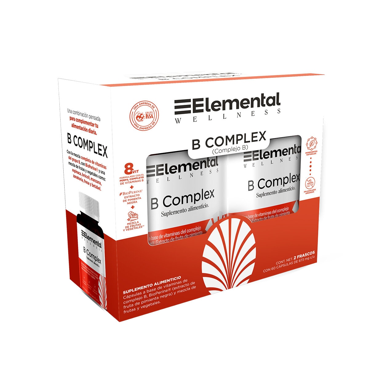 Elemental B Complex 2 Frascos de 60 Cápsulas c/u | Costco...