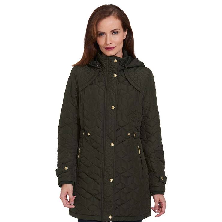 Weatherproof, Chamarra Larga con Gorro para Dama, Verde | Costco México