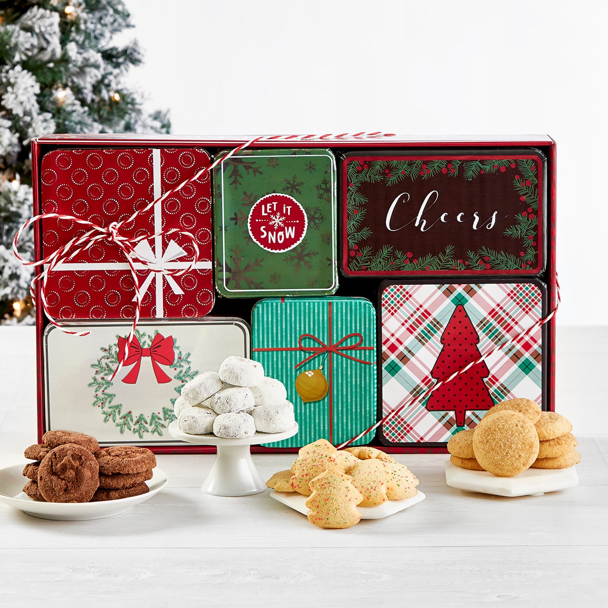 Canasta Navideña DesignPac Latas con Galletas 6 piezas | Costco México