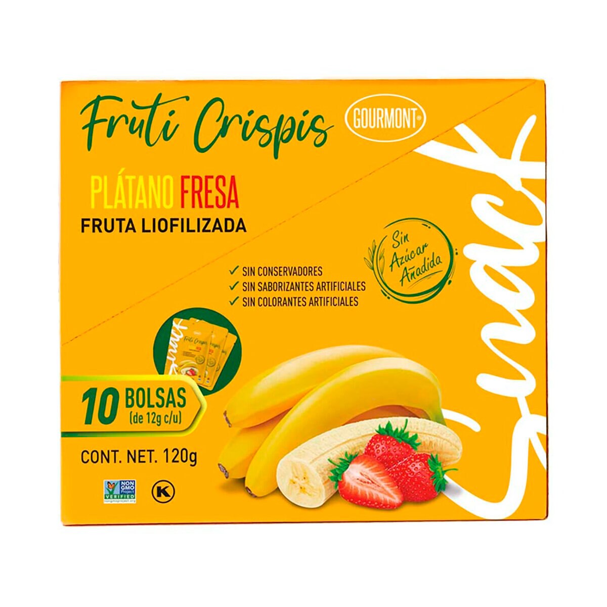 Fruti Crispis Fruta Liofilizada Sabor Plátano Fresa 10 pz...