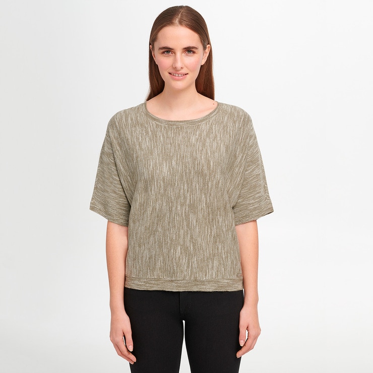 DKNY Jeans, Blusa Estilo Dolman con Mangas Tipo Raglan Jaspeada para ...