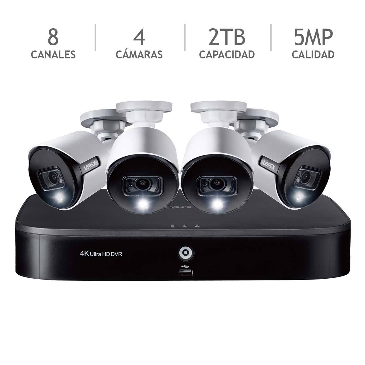 Lorex, 4 Cámaras de Seguridad, 8 Canales 2 TB, 5 MP HHD | Costco México