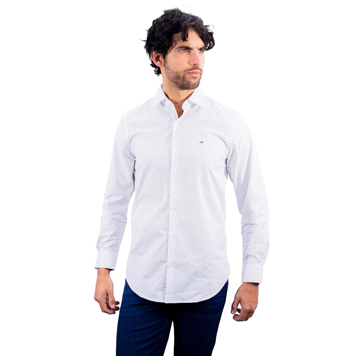 Kenneth Cole New York Camisa para Caballero Blanco Confetti