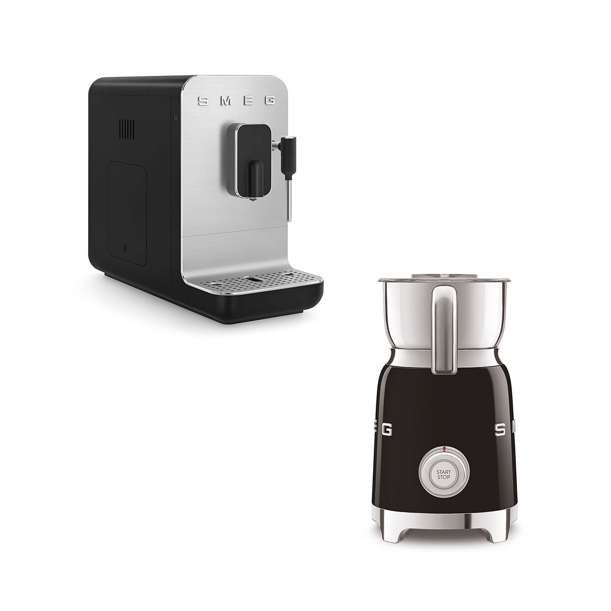 Smeg, Cafetera Espresso Superautomática, Negro + Espumad...