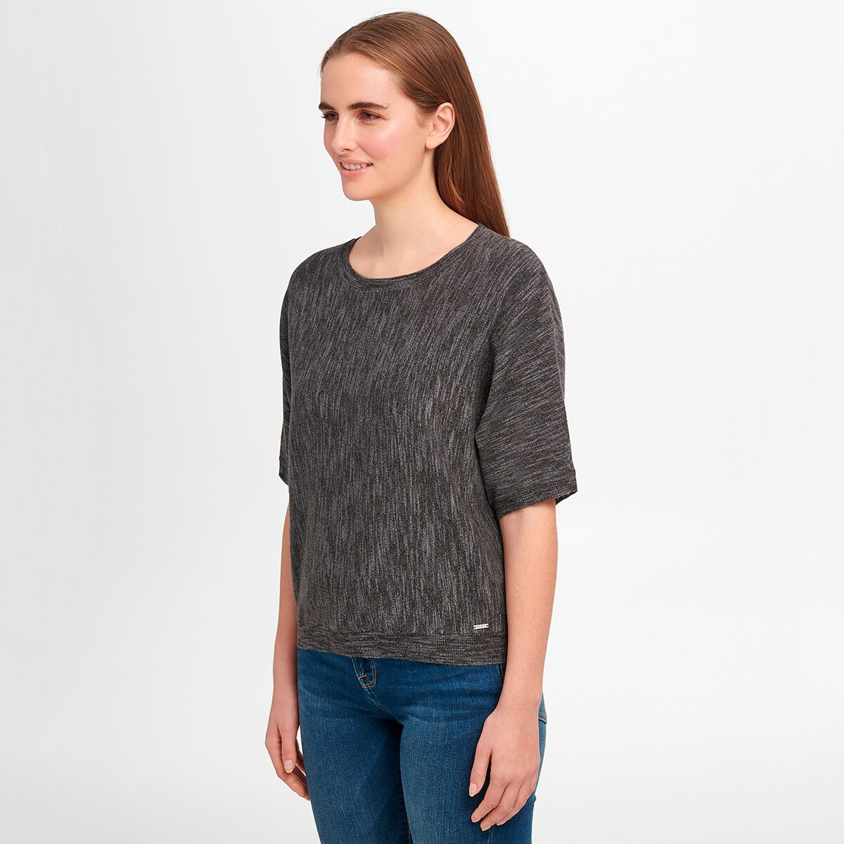 DKNY Jeans, Blusa Estilo Dolman con Mangas Tipo Raglan Jaspeada para ...