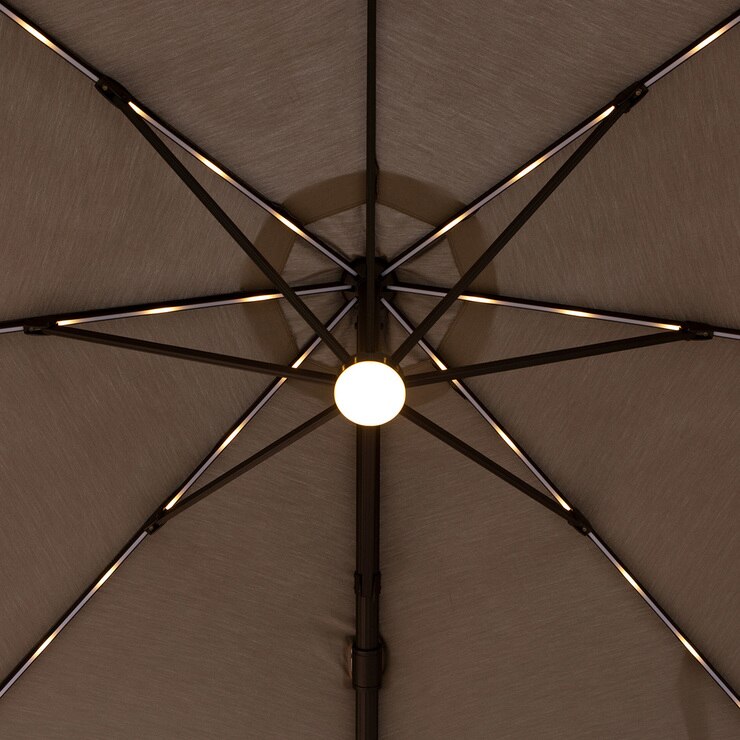 Sombrilla de 3.35 m con Base y Luz LED, Seasons Sentry | Costco México