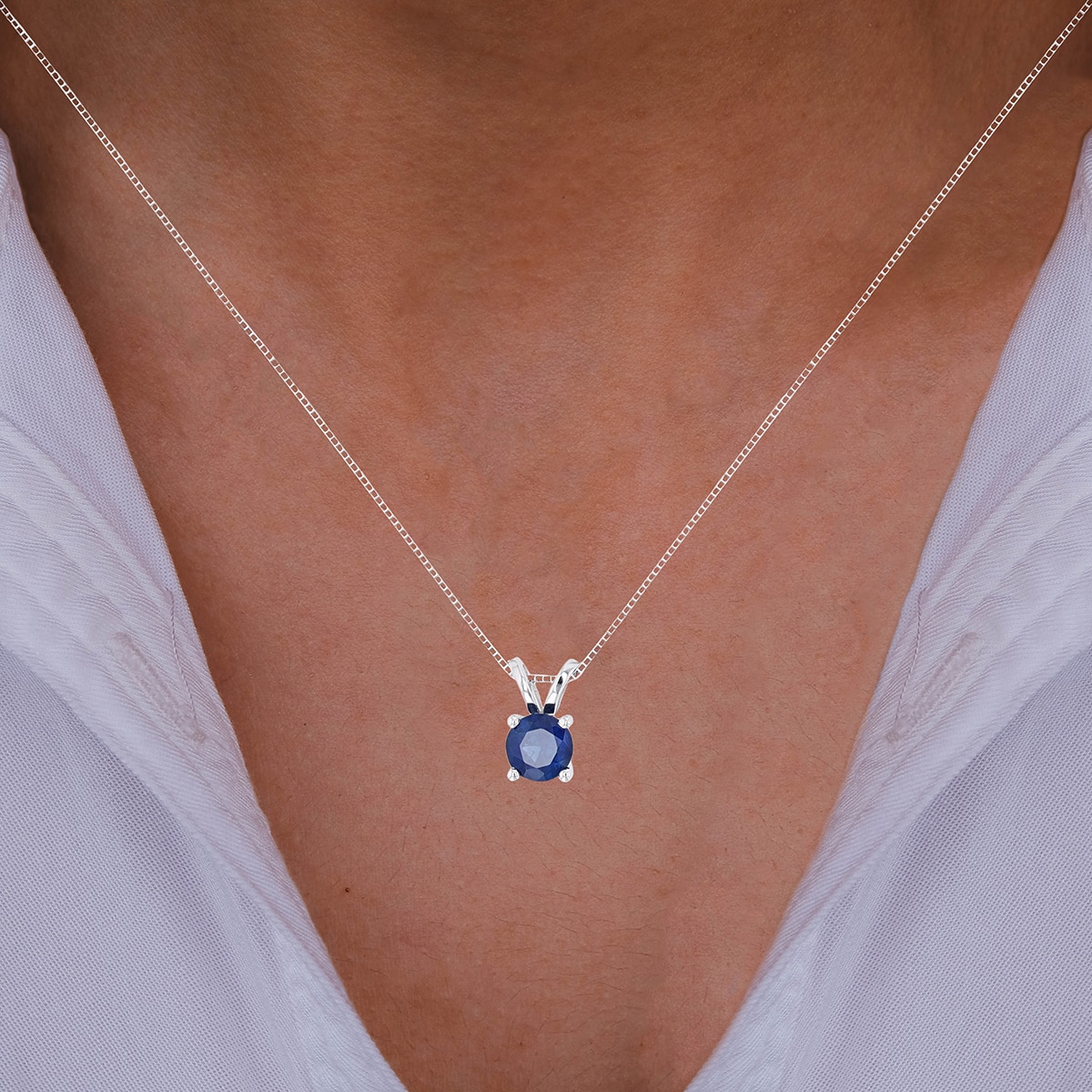 Collar de Zafiro Azul, Oro Blanco 14kt | Costco México