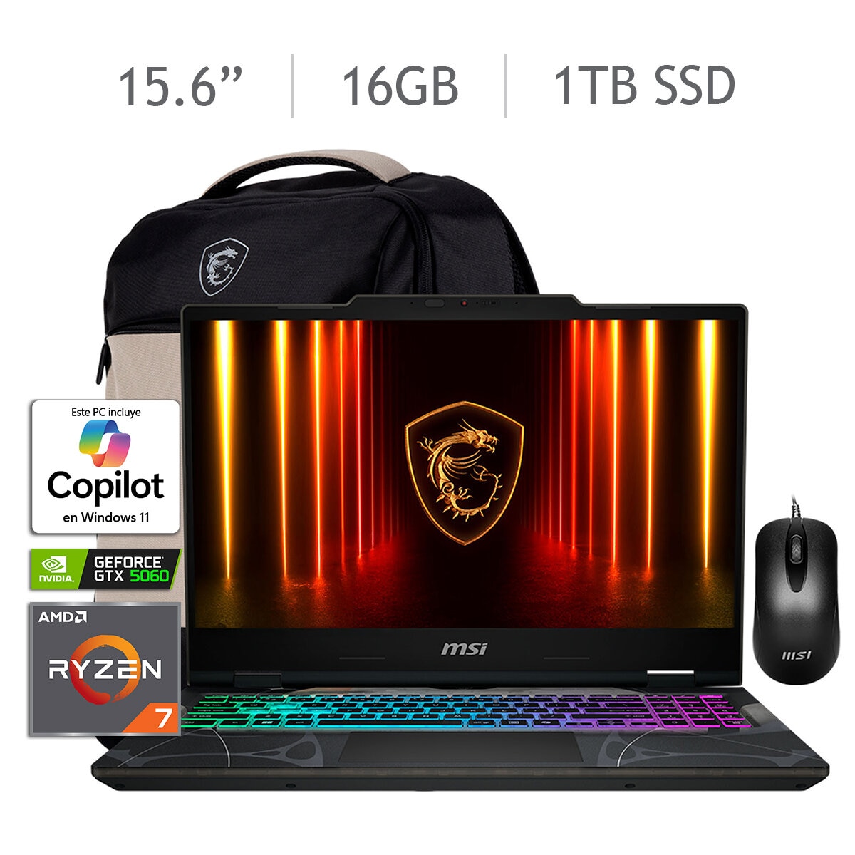 MSI Cyborg 15 Laptop Gaming 15.6" FHD AMD Ryzen 7 16GB 1T...
